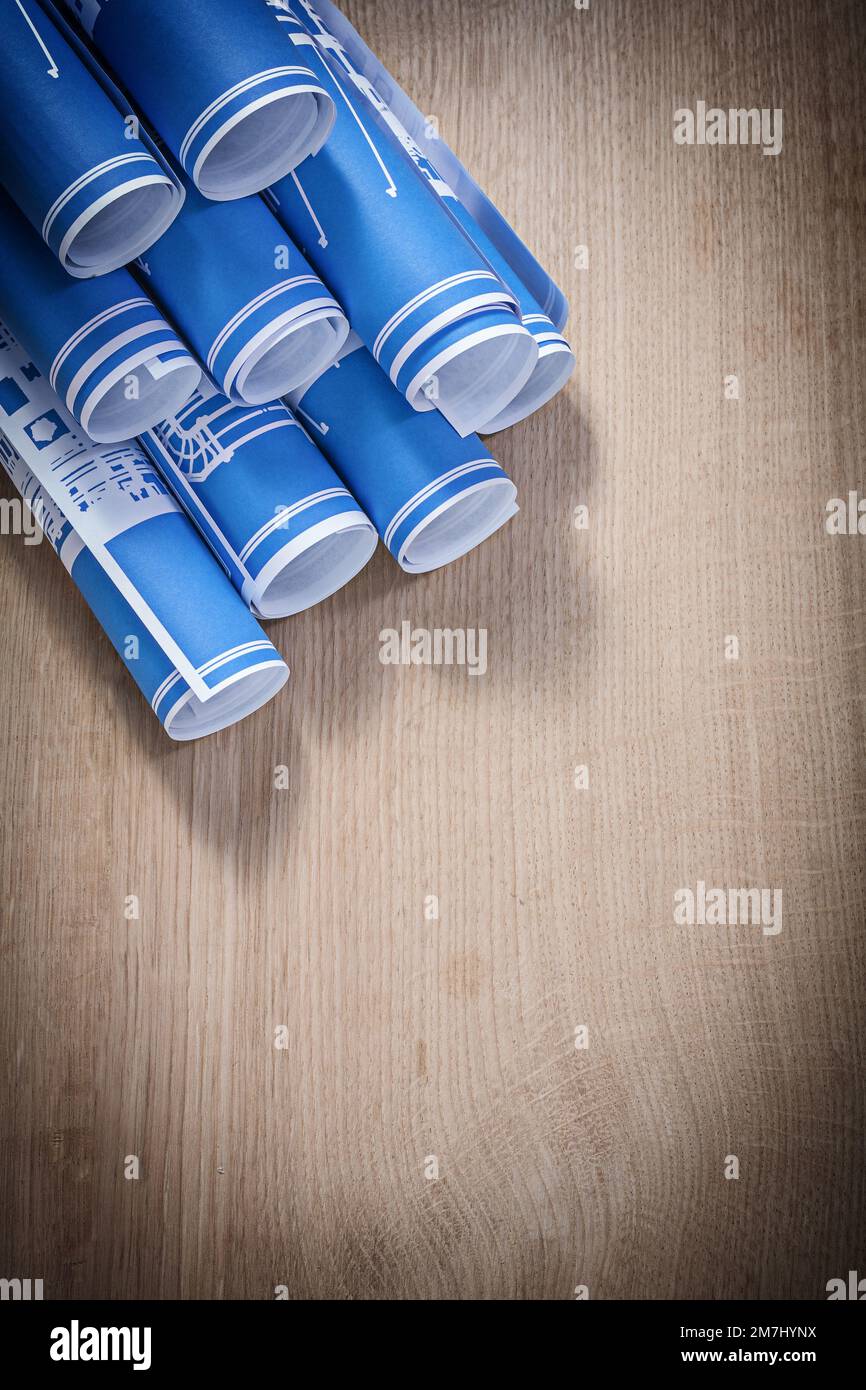 Blue rolled up construction hi-res stock photography and images - Alamy