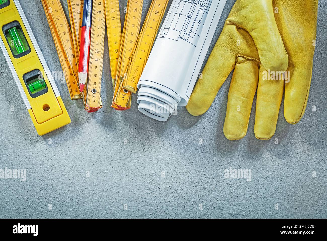 Protective gloves construction level wooden meter engineering drawings ...