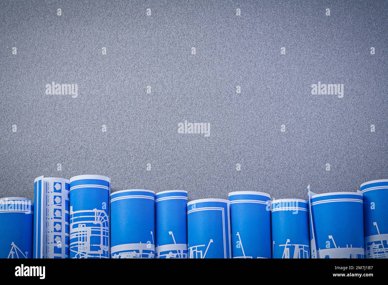 Set of blue blueprints on grey background construction concept Stock ...
