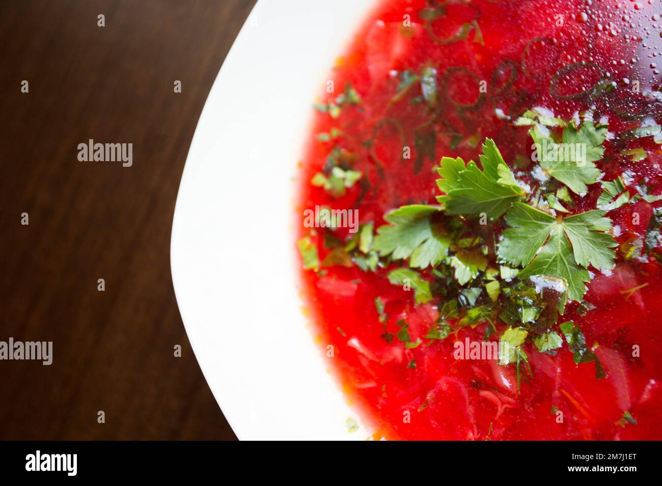Borscht, traditional Ukrainian soup made with beetroot, beef and ...