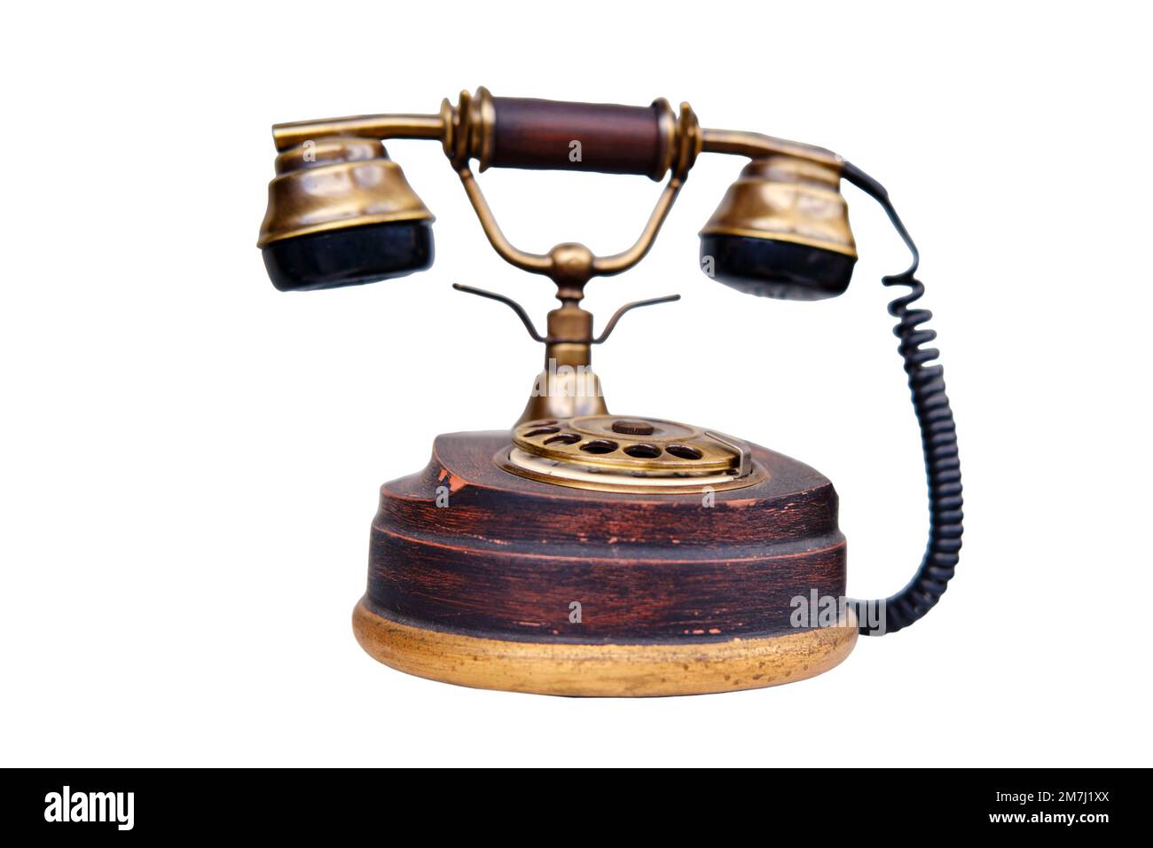 Retro phone with a large dial, isolated on a white background Stock ...