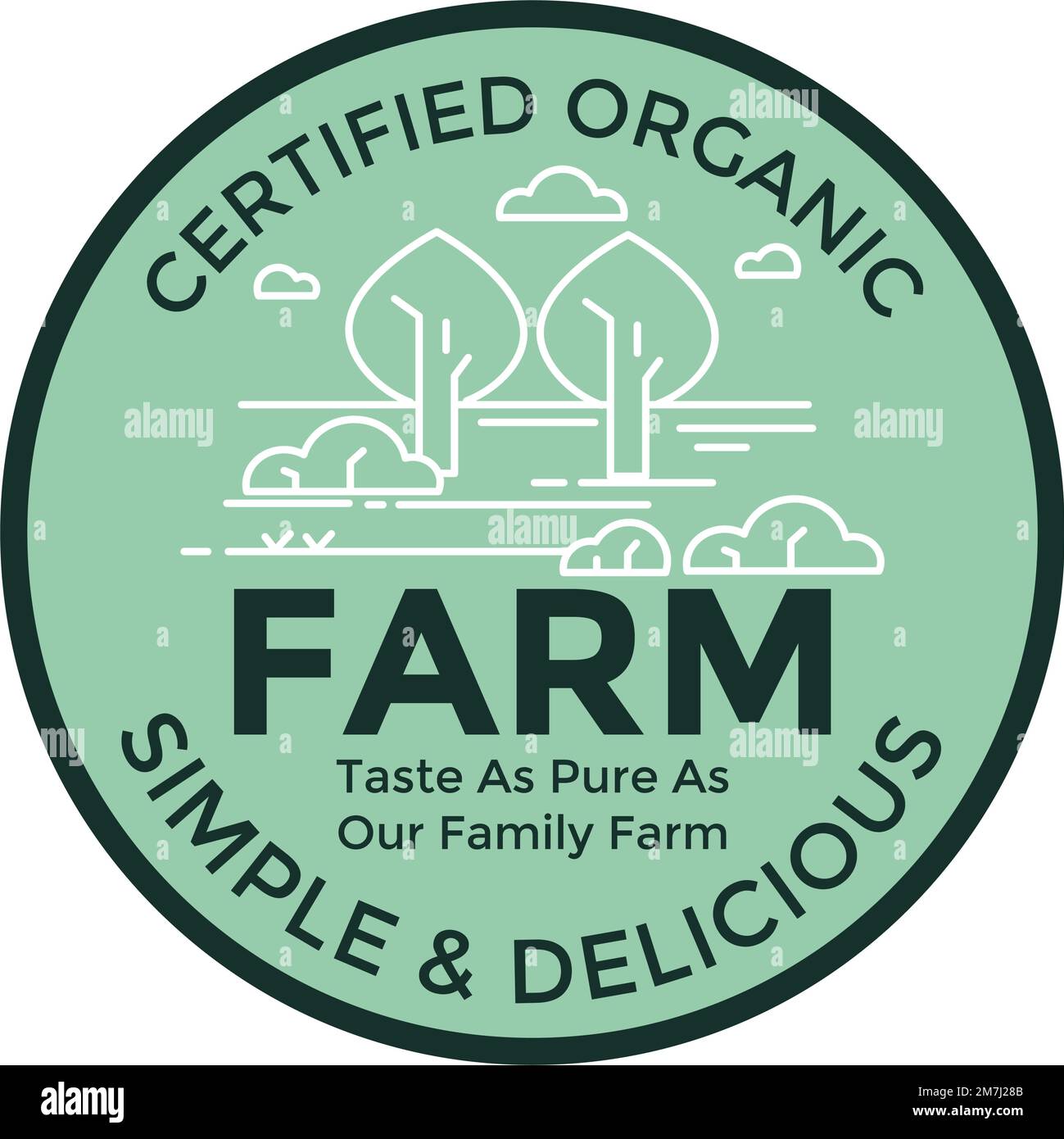 Certified organic farm, simple and delicious label Stock Vector Image ...