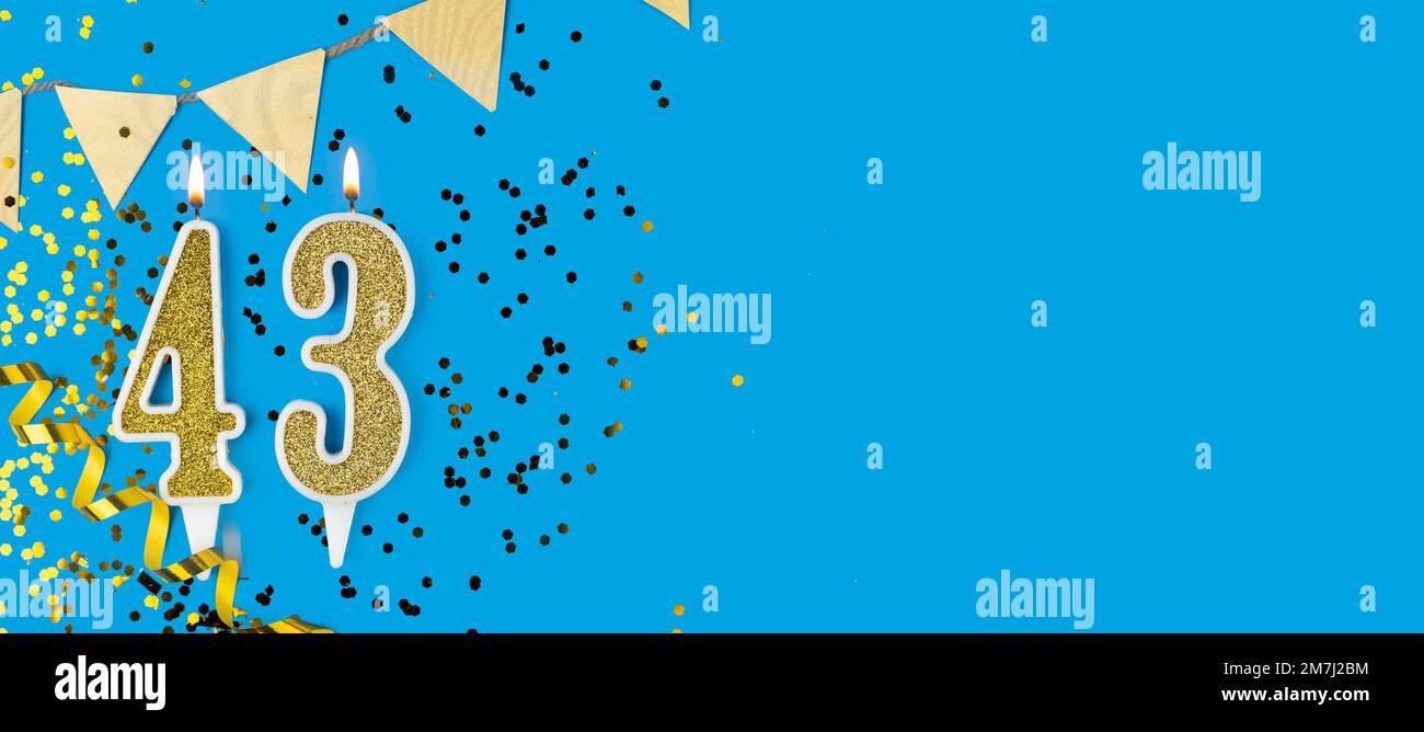 Golden candle number forty three. Birthday or anniversary card with the ...