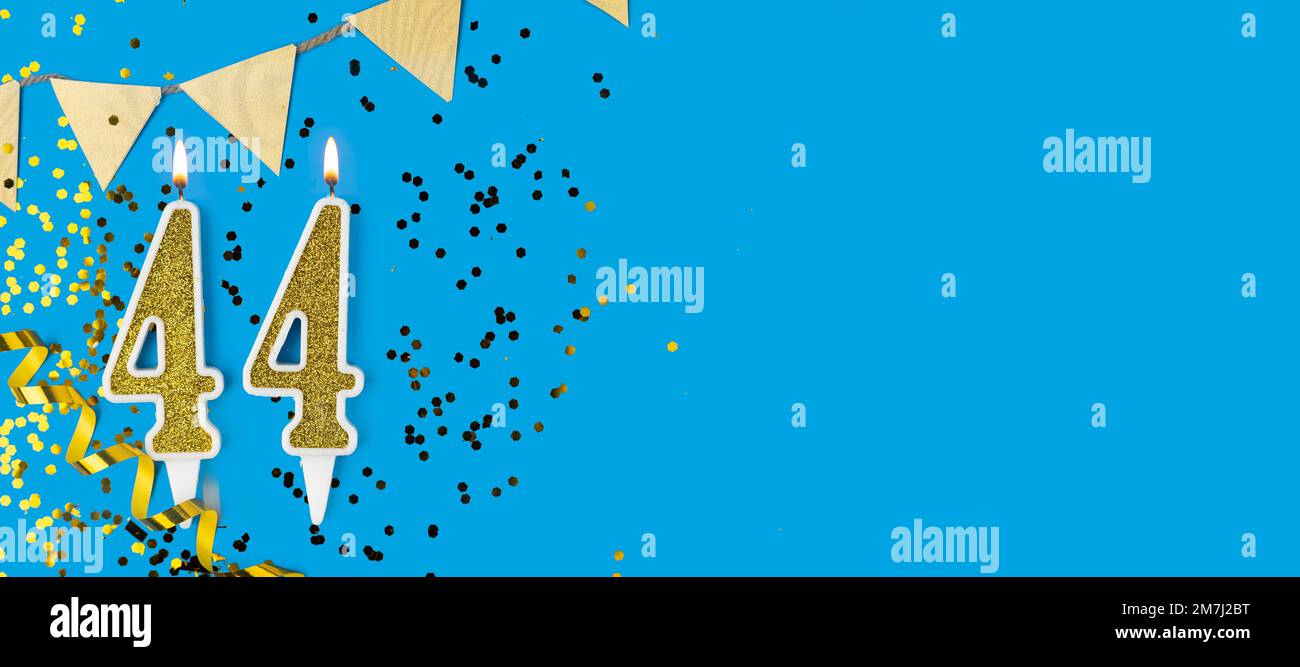 Golden candle number forty four. Birthday or anniversary card with the ...