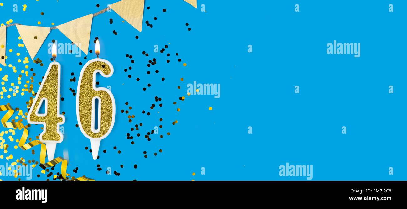 Golden candle number forty six. Birthday or anniversary card with the ...