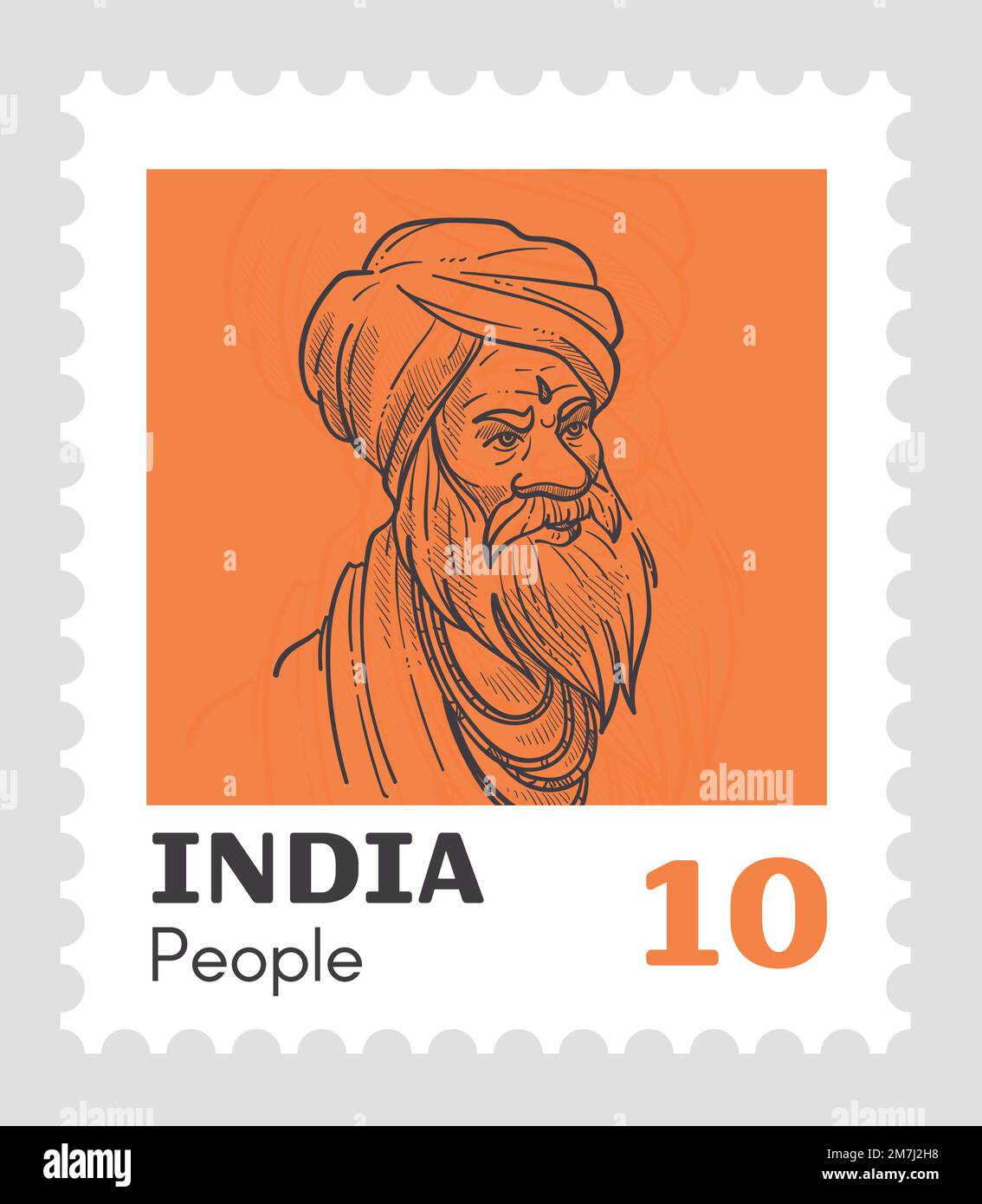 India famous people, postal mark for letter vector Stock Vector Image ...