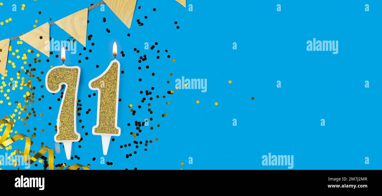 Golden candle number seventy one. Birthday or anniversary card with the ...