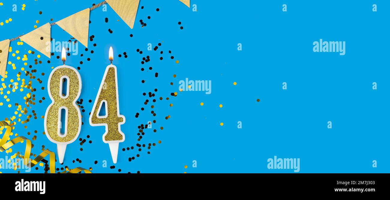 Golden candle number eighty four. Birthday or anniversary card with the ...