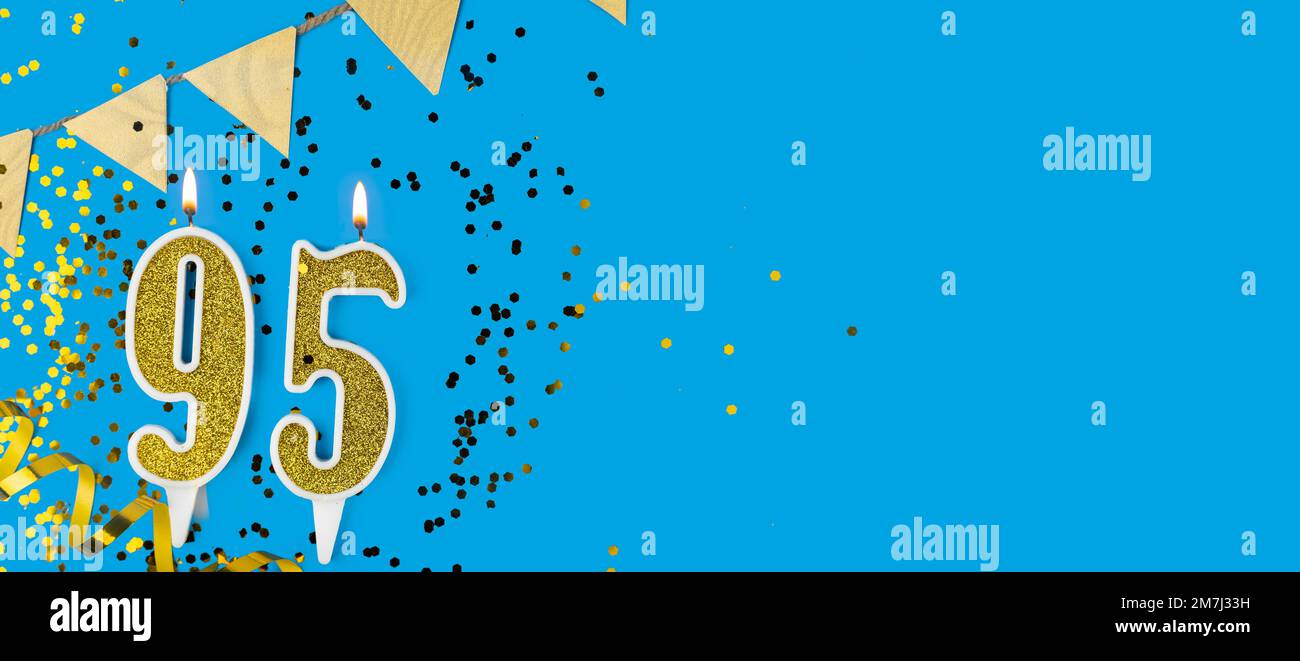 Golden candle number ninety five. Birthday or anniversary card with the ...