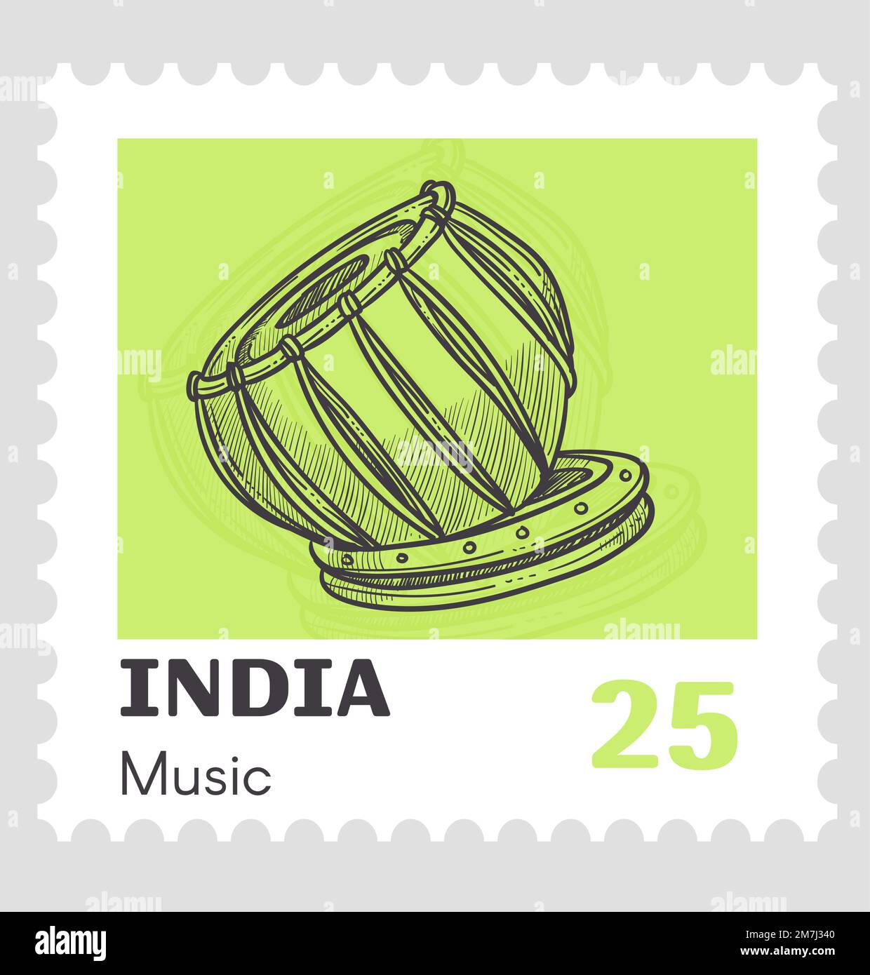 Indian music instruments and culture postmark Stock Vector Image & Art ...