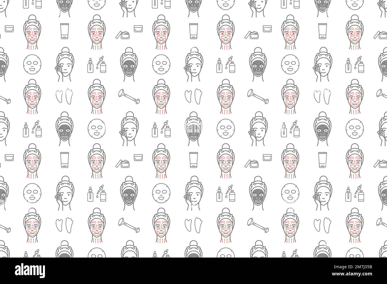 Skin care routine pattern seamless fase roller Stock Vector Image & Art ...