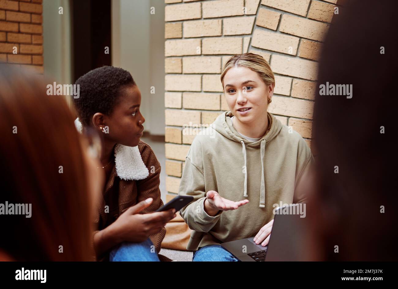 Student group discussion with laptop hi-res stock photography and ...