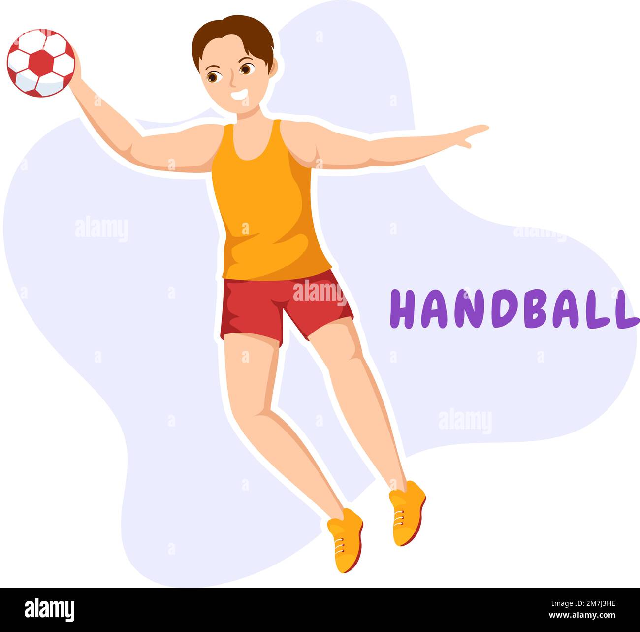 Handball Illustration of a Player Touching the Ball with His Hand and ...