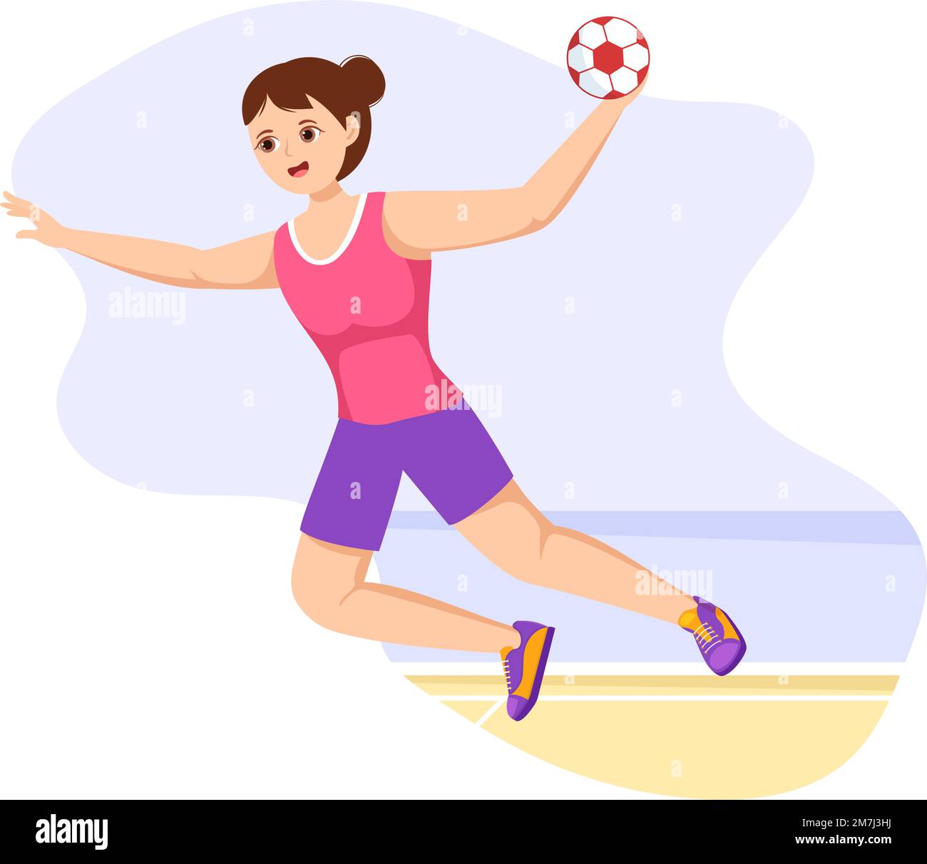Handball Illustration of a Player Touching the Ball with His Hand and ...