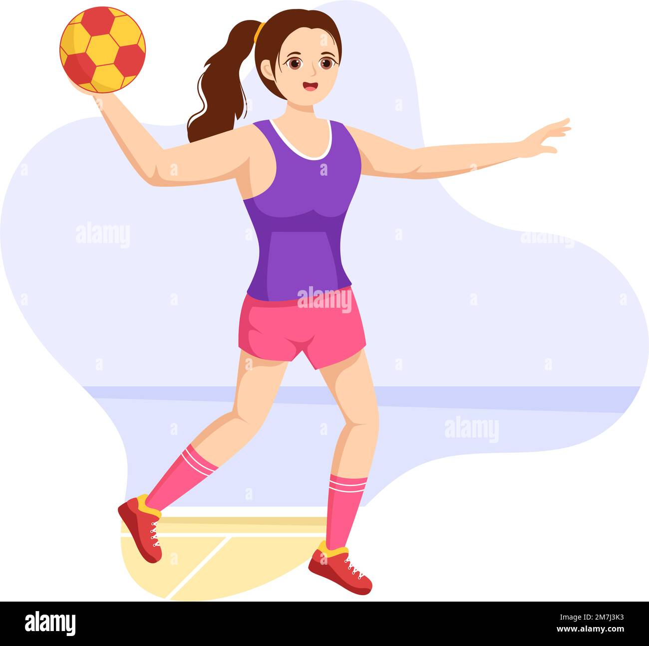 Handball Illustration of a Player Touching the Ball with His Hand and ...