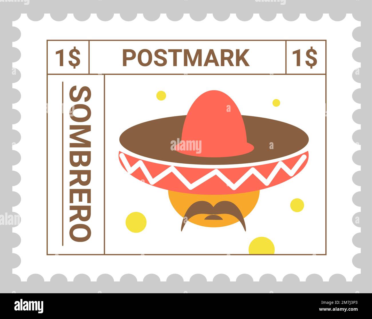 Postmark or postcard with sombrero, Mexican vector Stock Vector Image ...