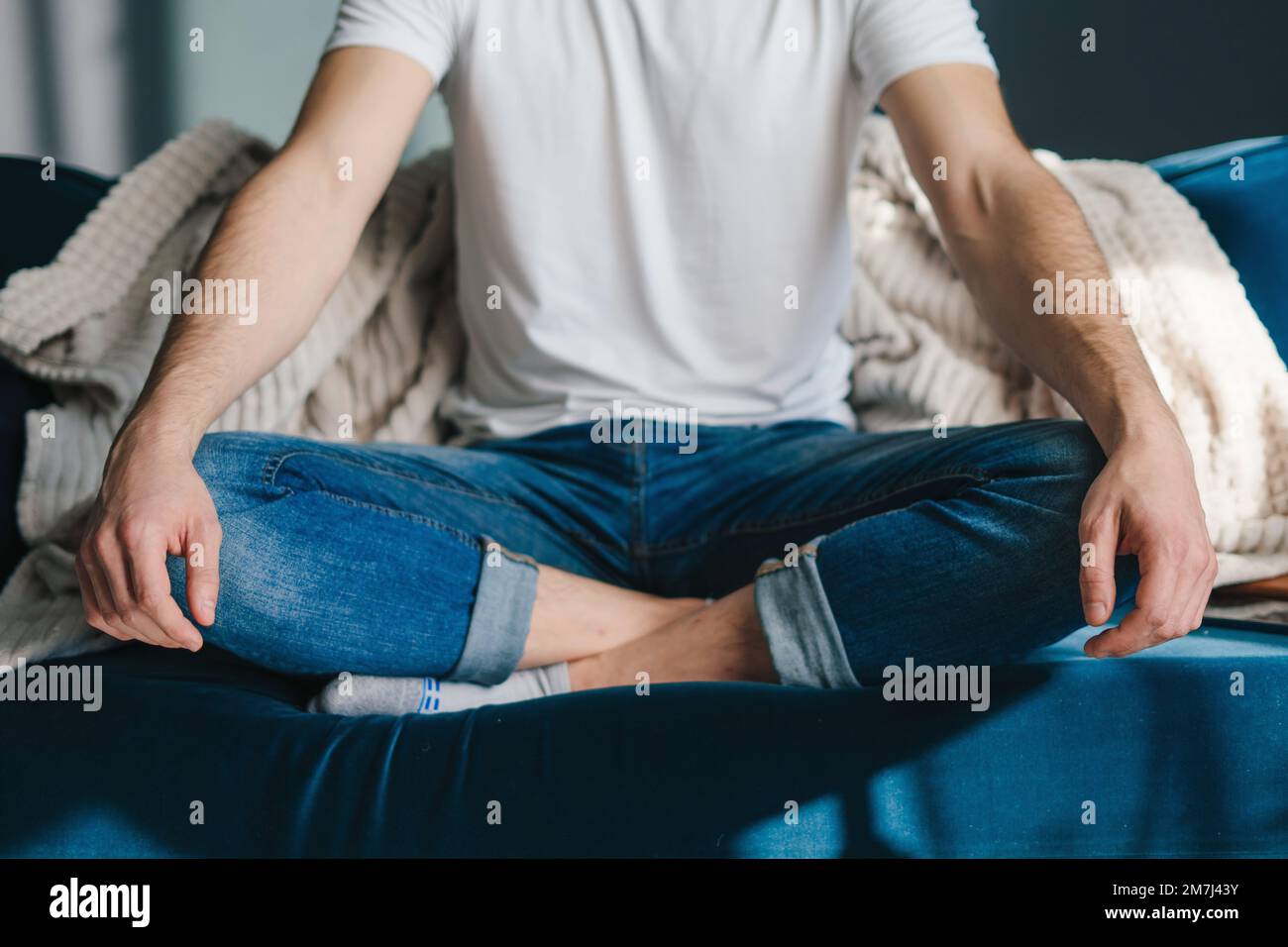 Man couch relaxed pose hi-res stock photography and images - Alamy