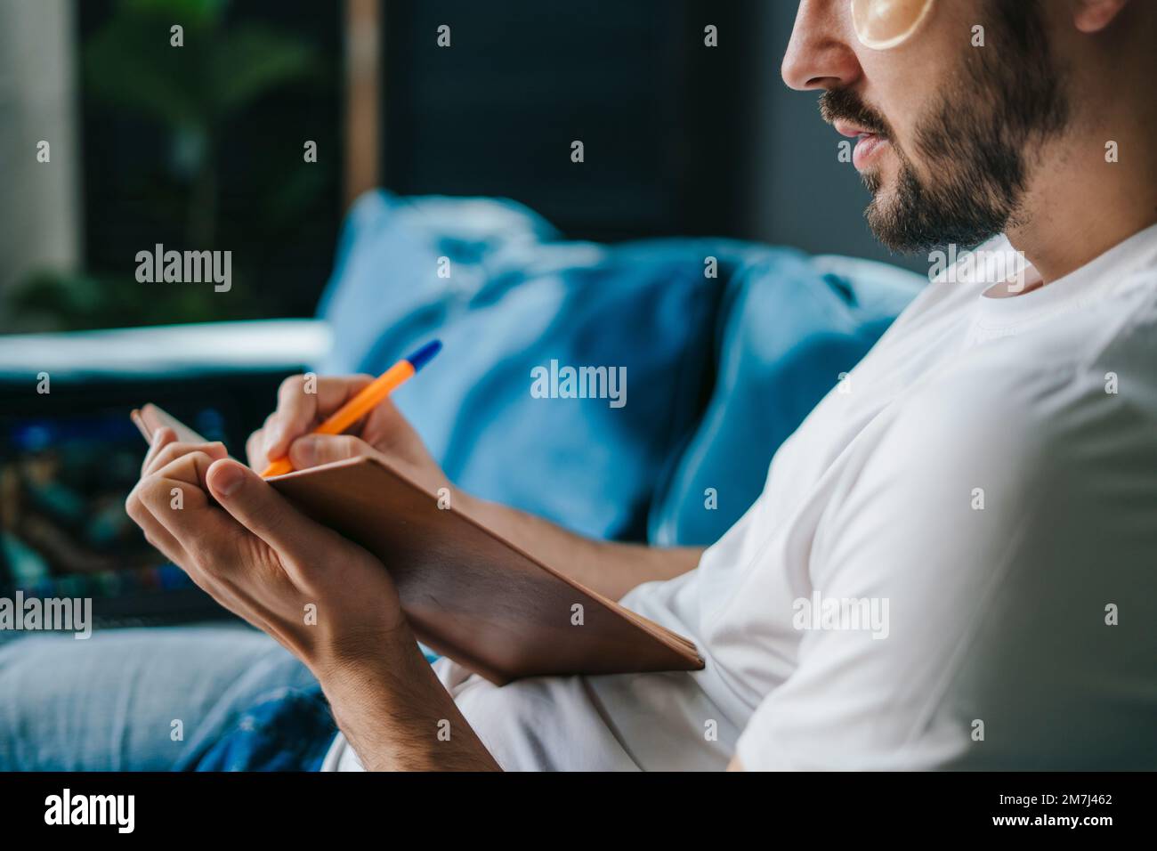 Beard young man thinking writing hi-res stock photography and images ...