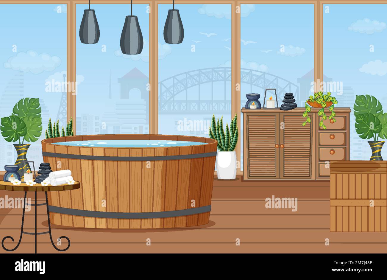Interior spa room scene illustration Stock Vector Image & Art - Alamy