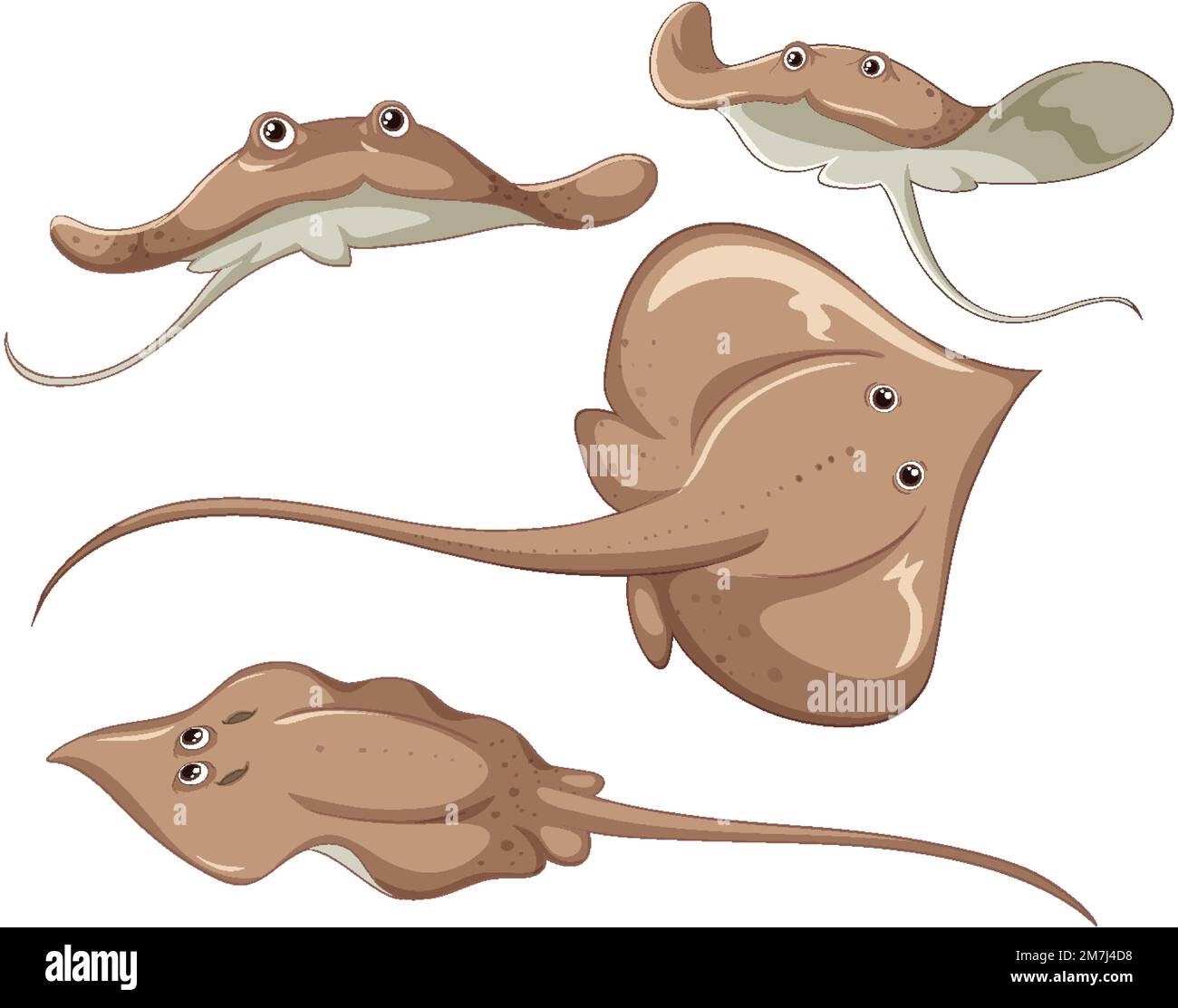 Atlantic stingray cartoon character set illustration Stock Vector Image ...