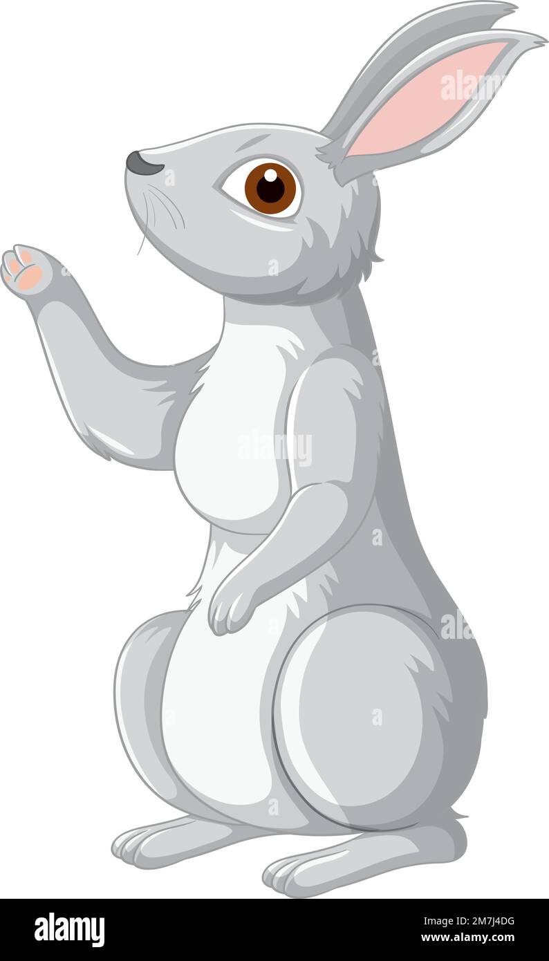 Cute grey rabbit cartoon character illustration Stock Vector Image ...