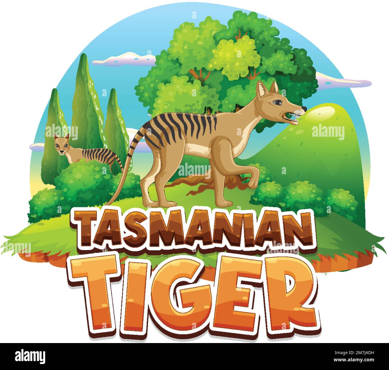 Tasmanian tiger extinction animal illustration Stock Vector Image & Art ...