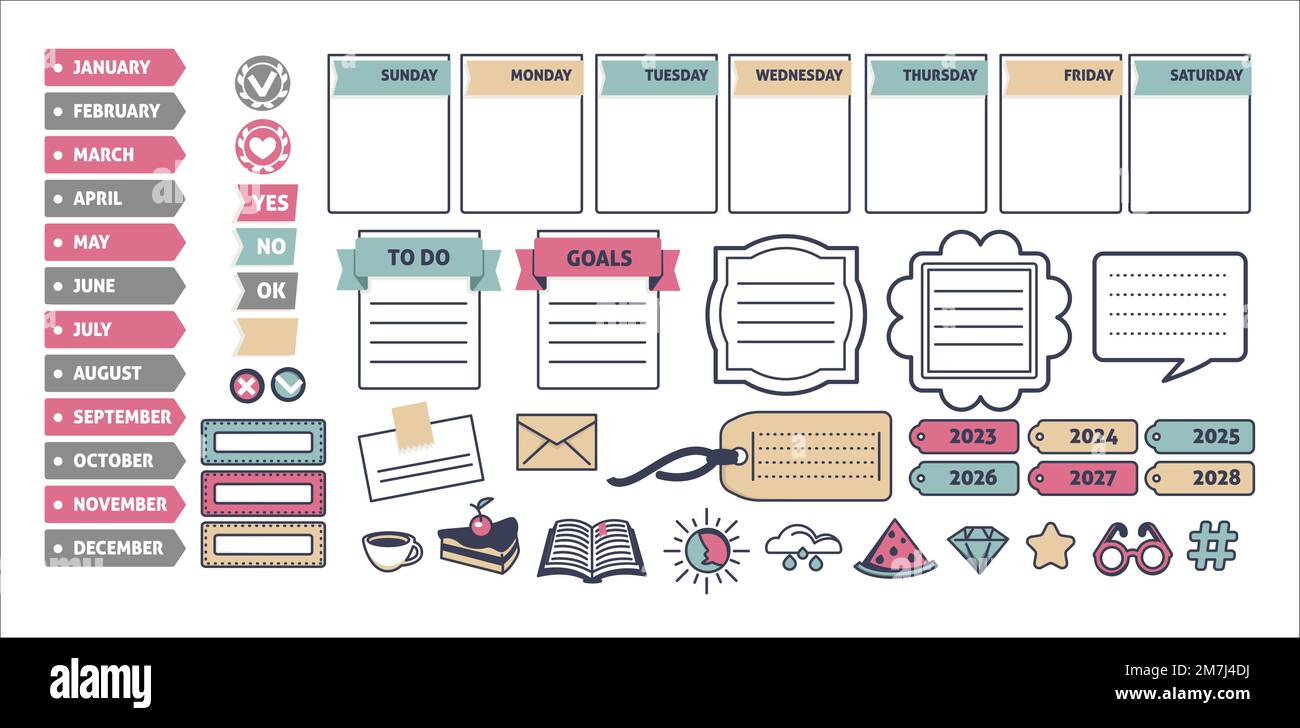 Planner and to do lists stickers and labels vector Stock Vector Image ...