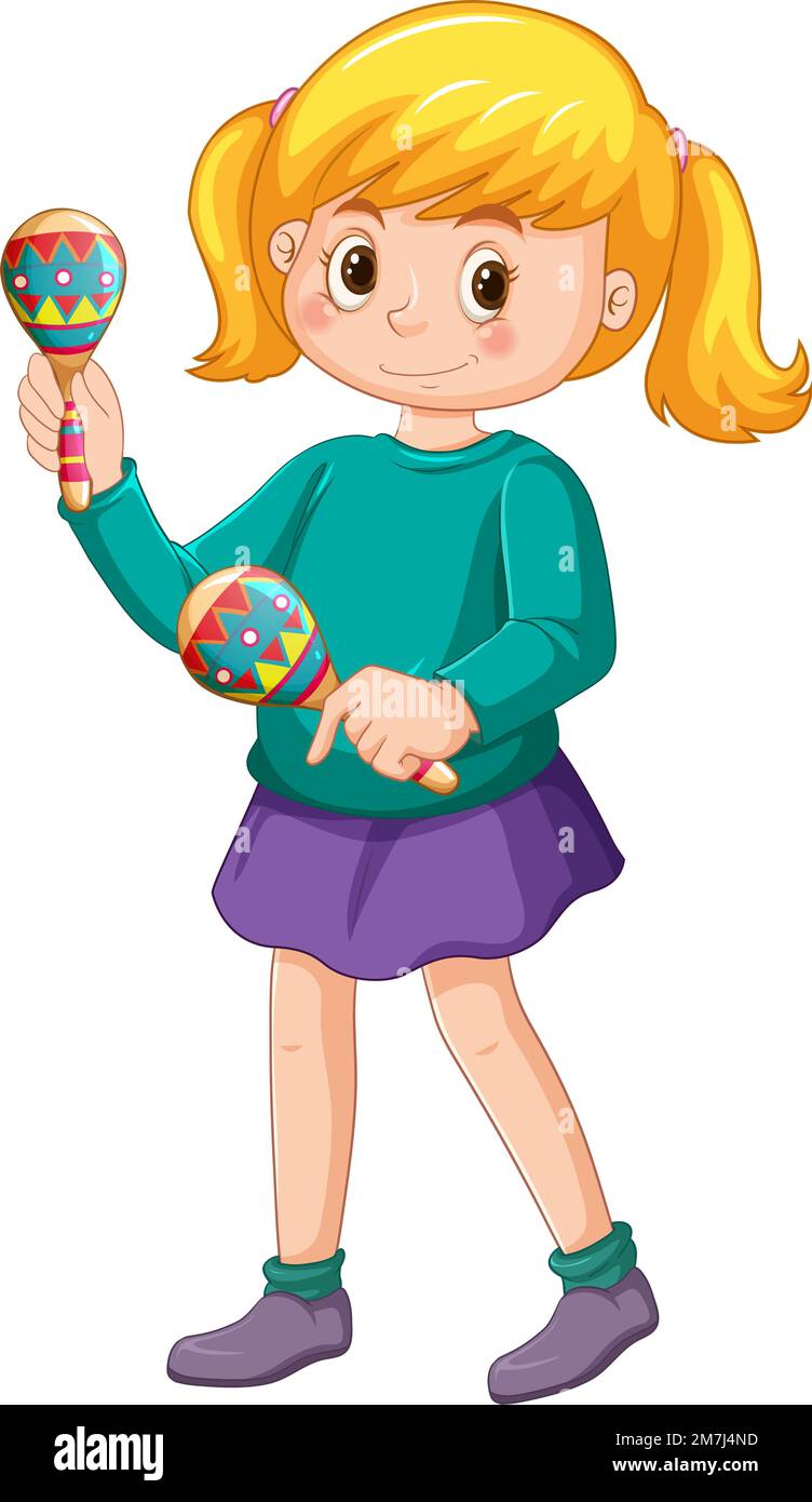 A girl playing maracas musical instrument illustration Stock Vector ...