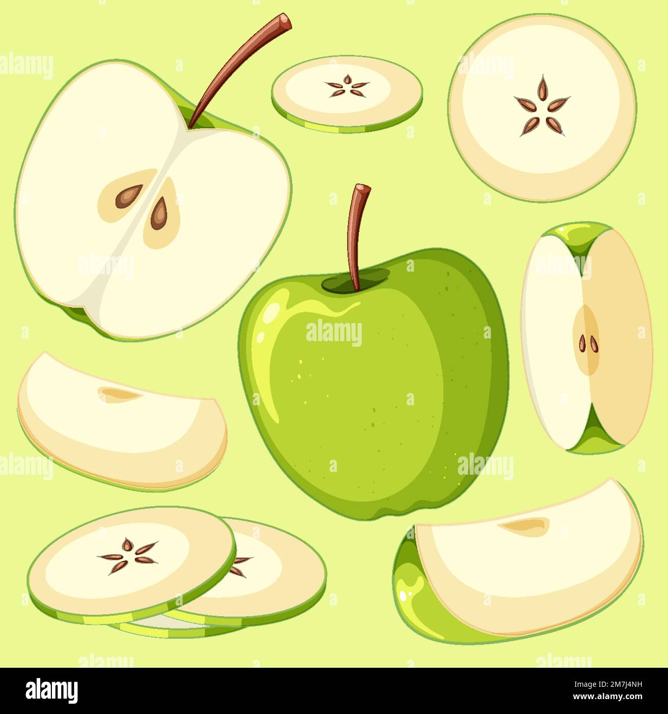 Green apple on green background illustration Stock Vector Image & Art ...