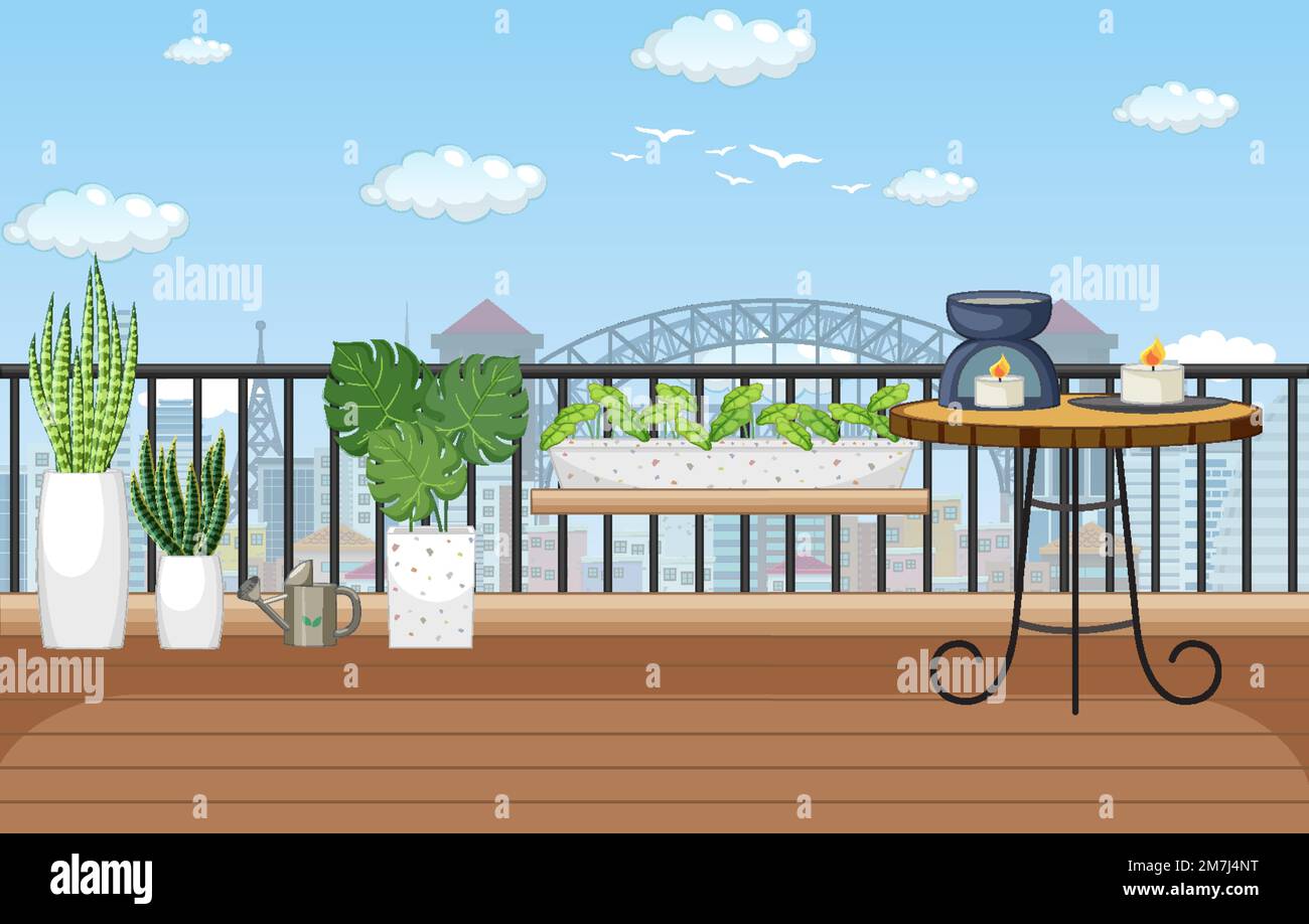 Interior of balcony scene template illustration Stock Vector Image ...