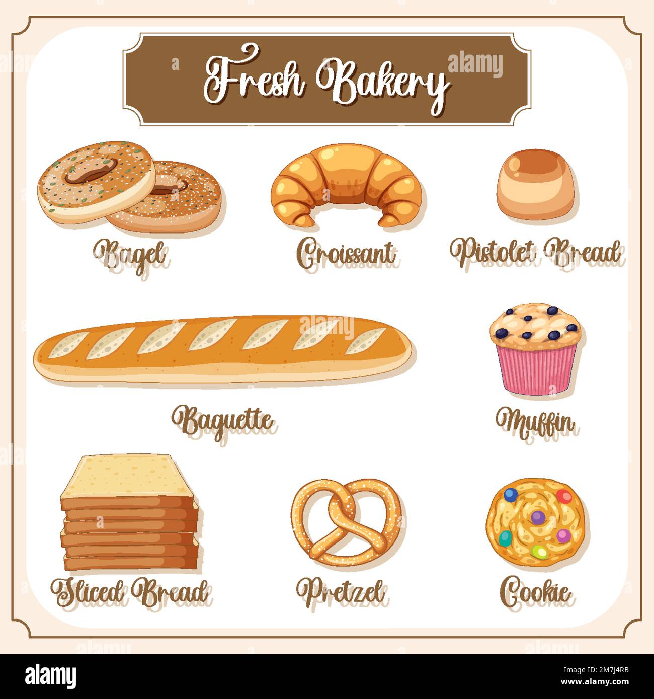 Set of bread and pastry bakery products illustration Stock Vector Image ...