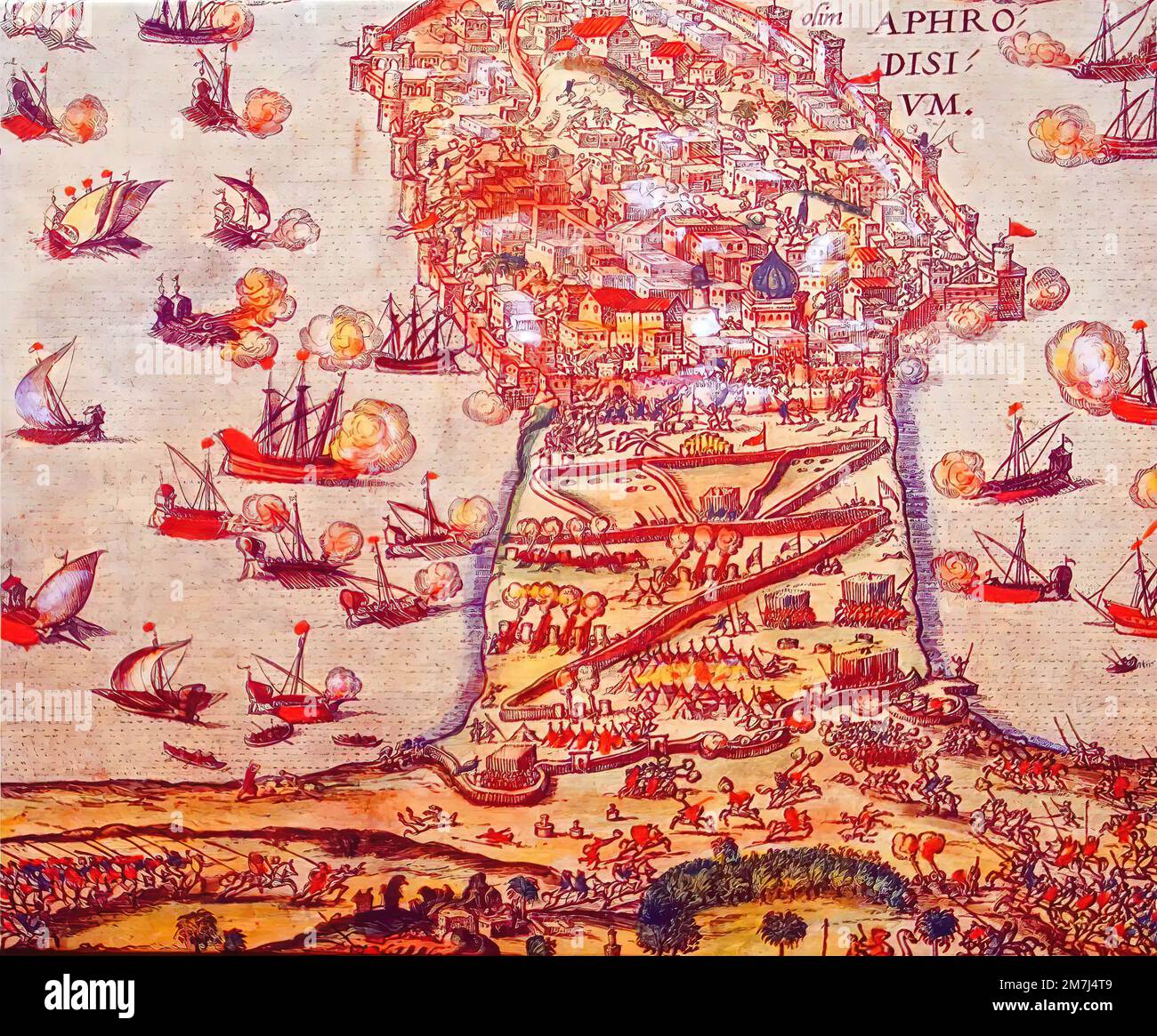 The medieval map of the Great Siege of Malta kept in the Fort St Elmo ...