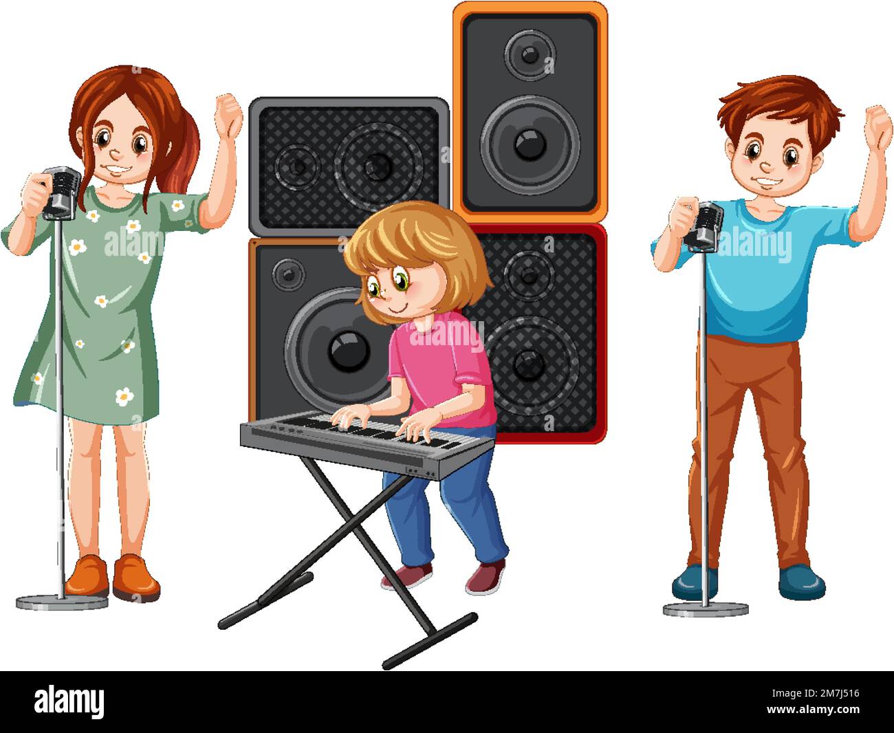 Music band kids cartoon illustration Stock Vector Image & Art - Alamy