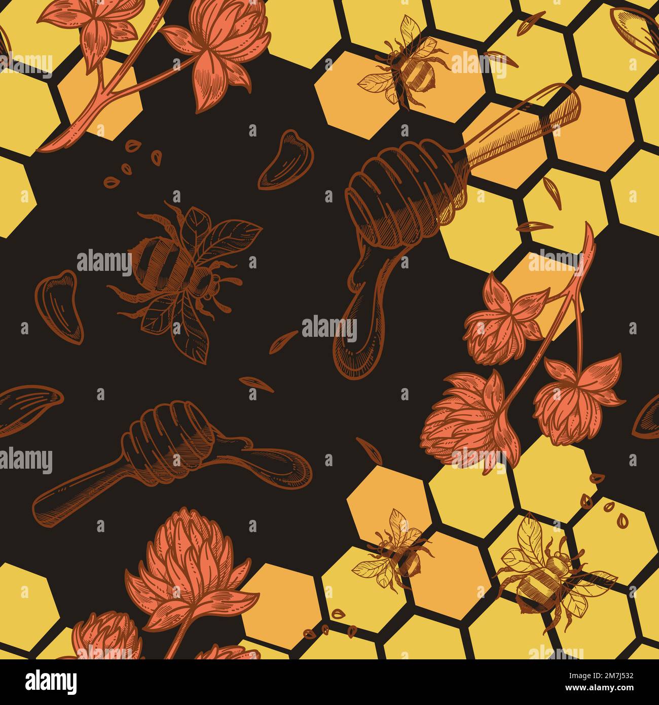Beekeeping and producing honey, seamless pattern Stock Vector Image & Art - Alamy