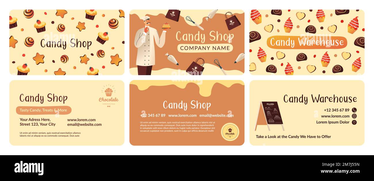 Business card design set for candy shop advertising Stock Vector Image ...