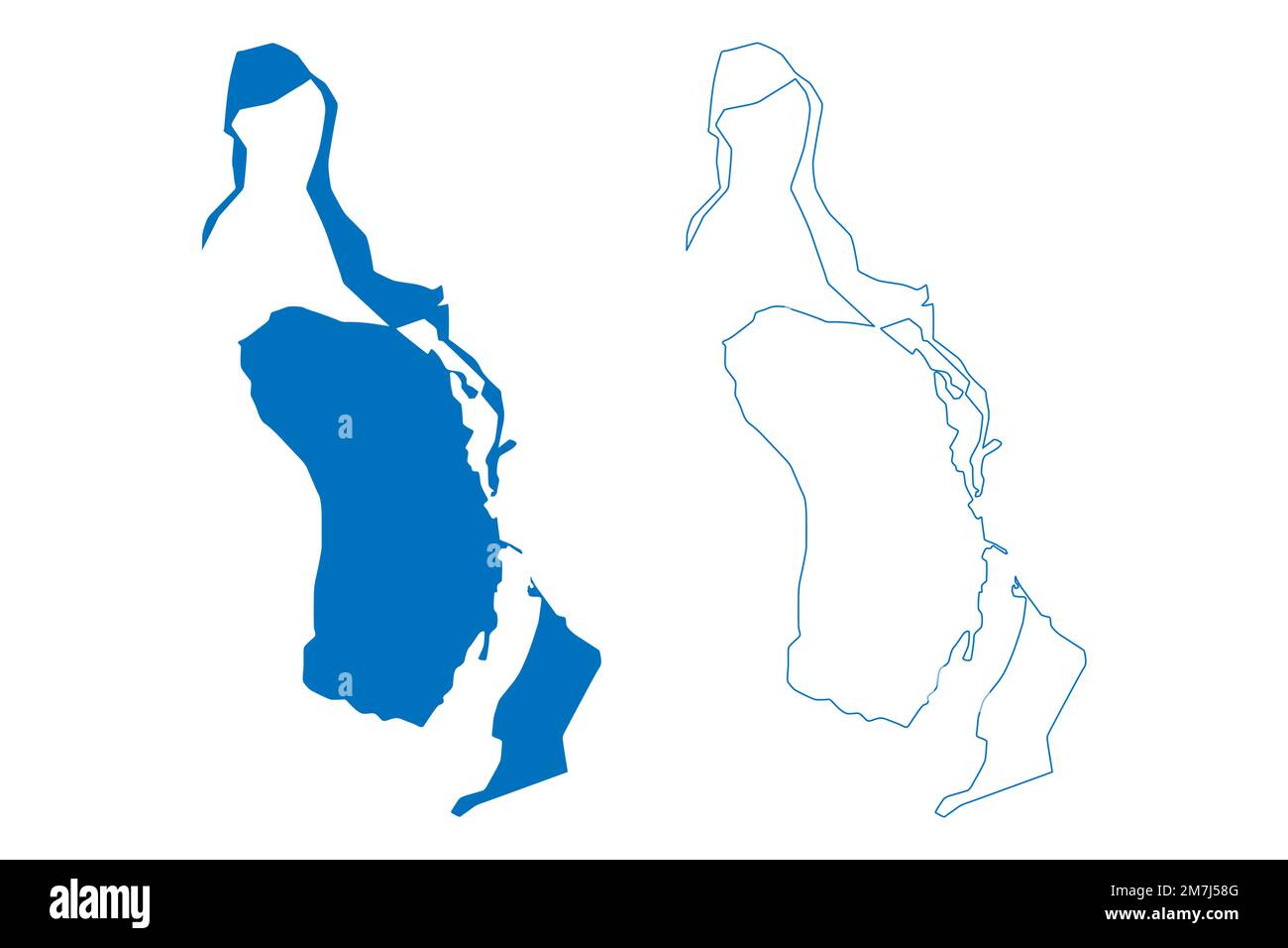 Lake Zarivar (Islamic Republic of Iran, Persia) map vector illustration ...
