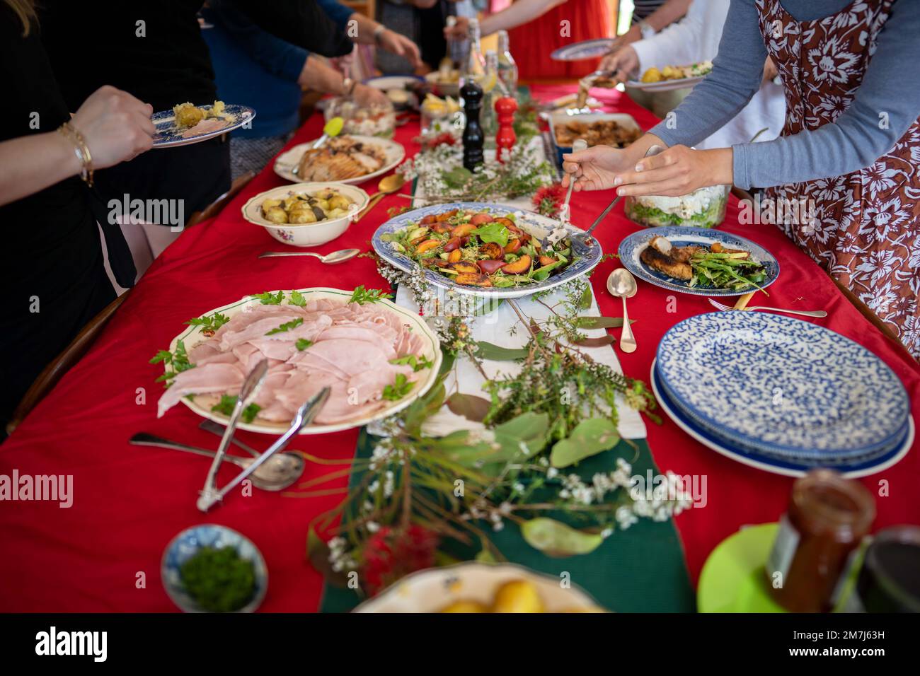 Australian christmas dinner buffet in summer time with the whole family ...