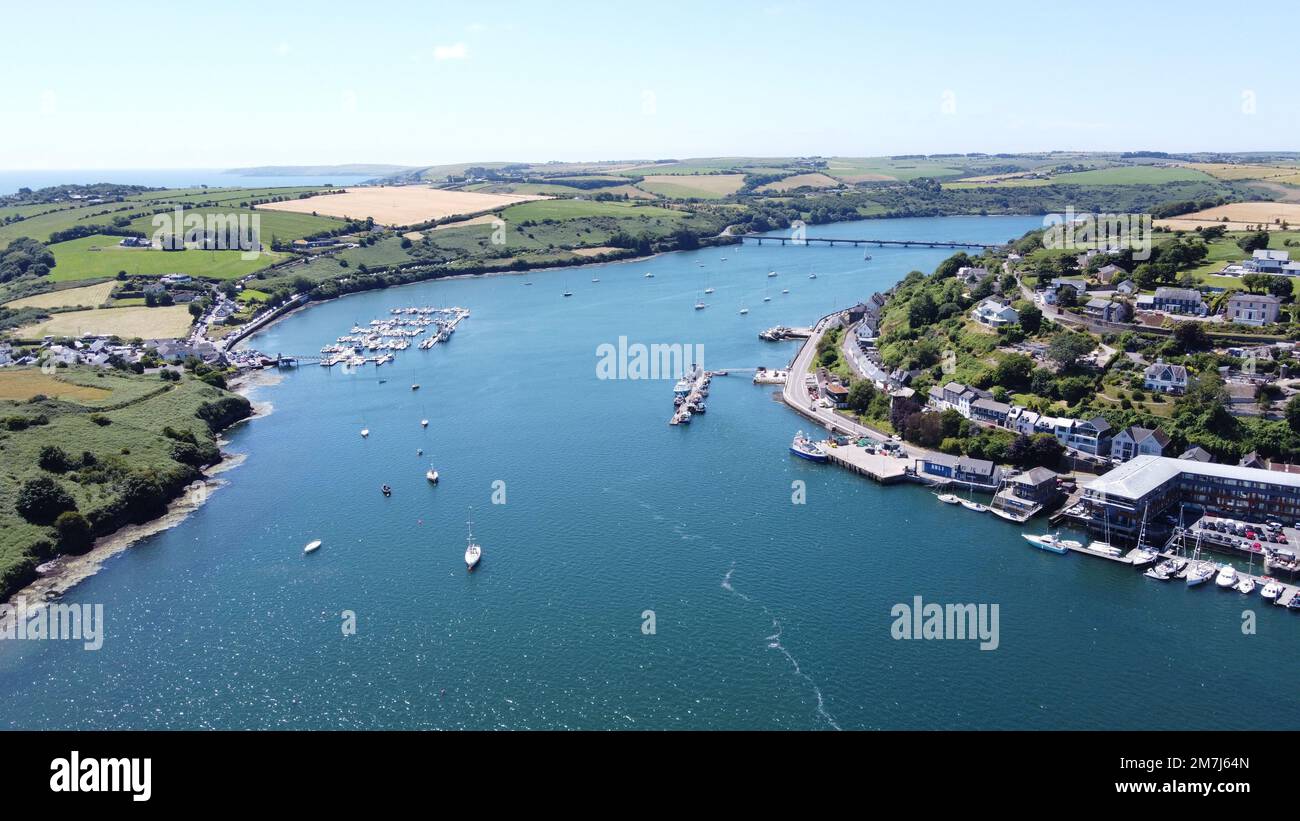 An aerial view of Kinsale town surrounded by buildings and water Stock ...