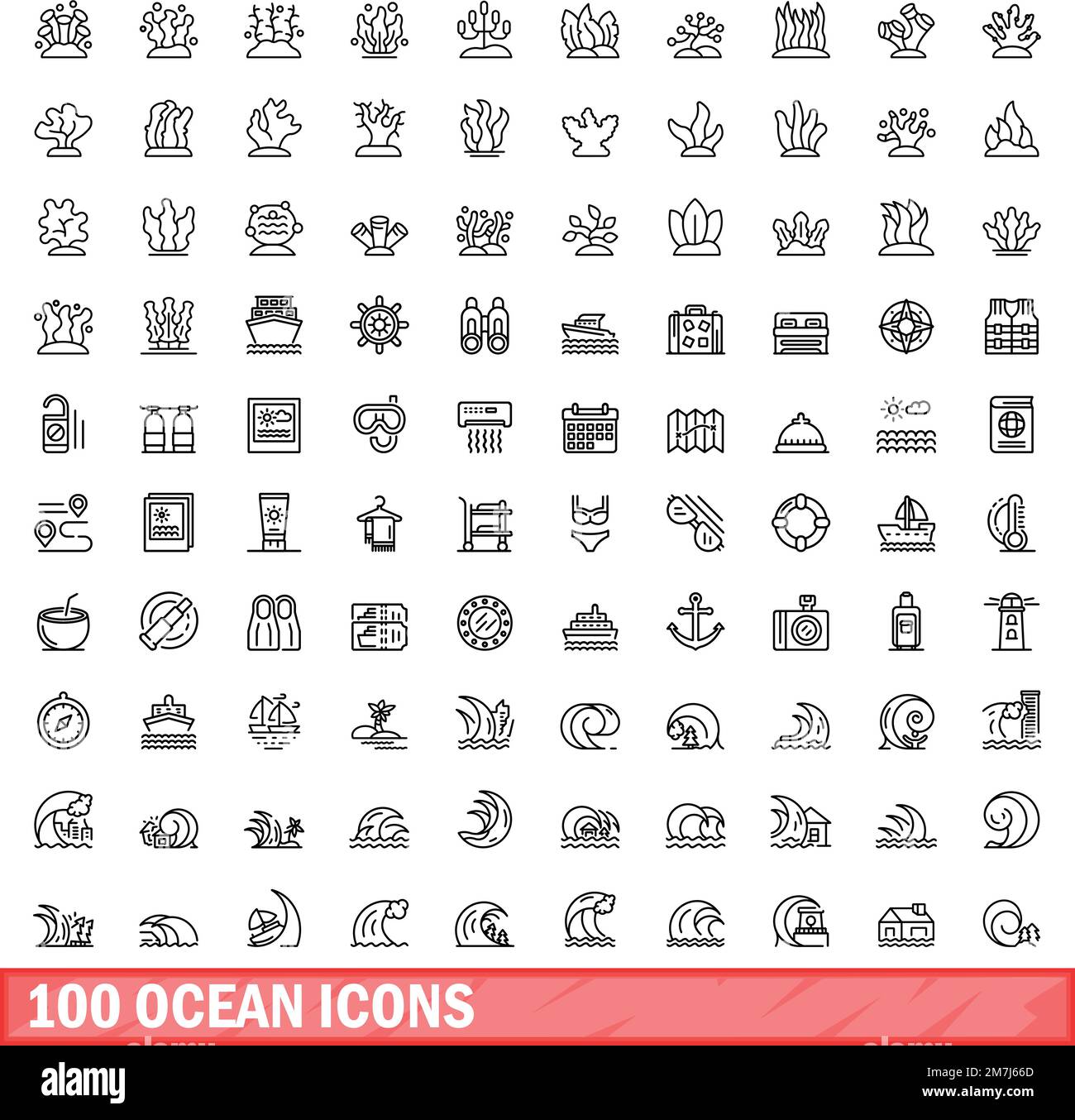 100 ocean icons set. Outline illustration of 100 finance icons vector ...
