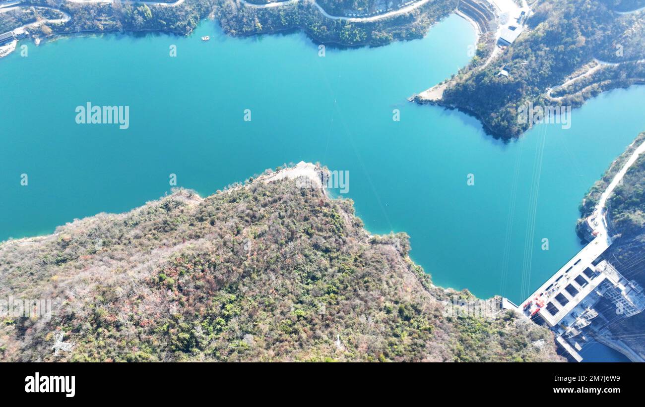 Aerial photo shows the beautiful scenery of Apeng River in Dahekou ...