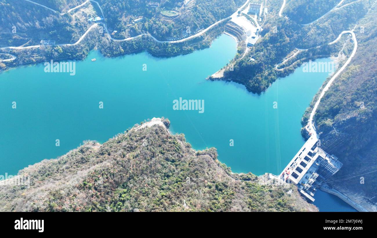 Aerial photo shows the beautiful scenery of Apeng River in Dahekou ...
