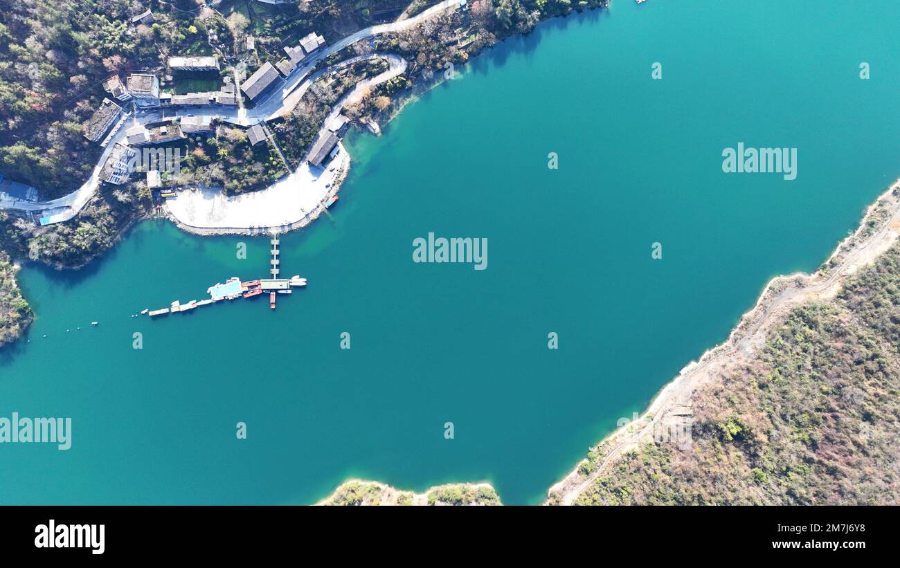 Aerial photo shows the beautiful scenery of Apeng River in Dahekou ...