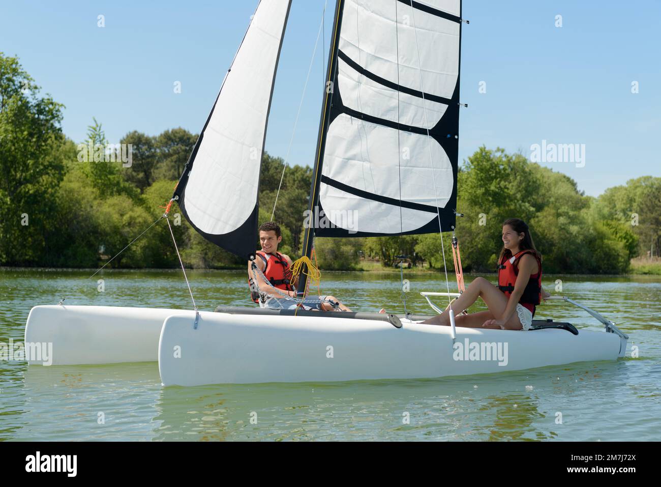 training sailing in the lake Stock Photo - Alamy