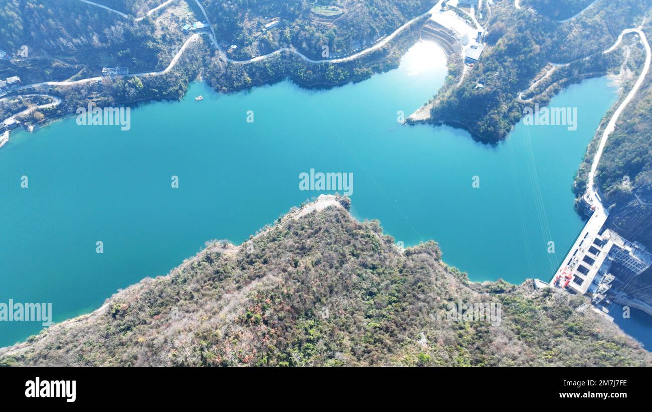 Aerial photo shows the beautiful scenery of Apeng River in Dahekou ...