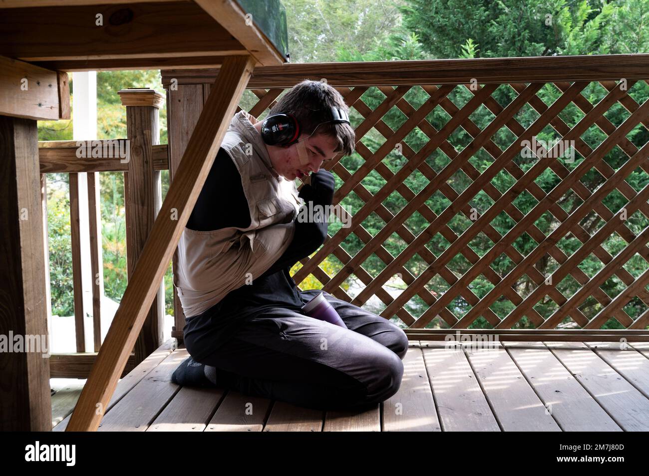 Boone, North Carolina, USA. 12th Oct, 2022. Nevin Shore, 18, who ...