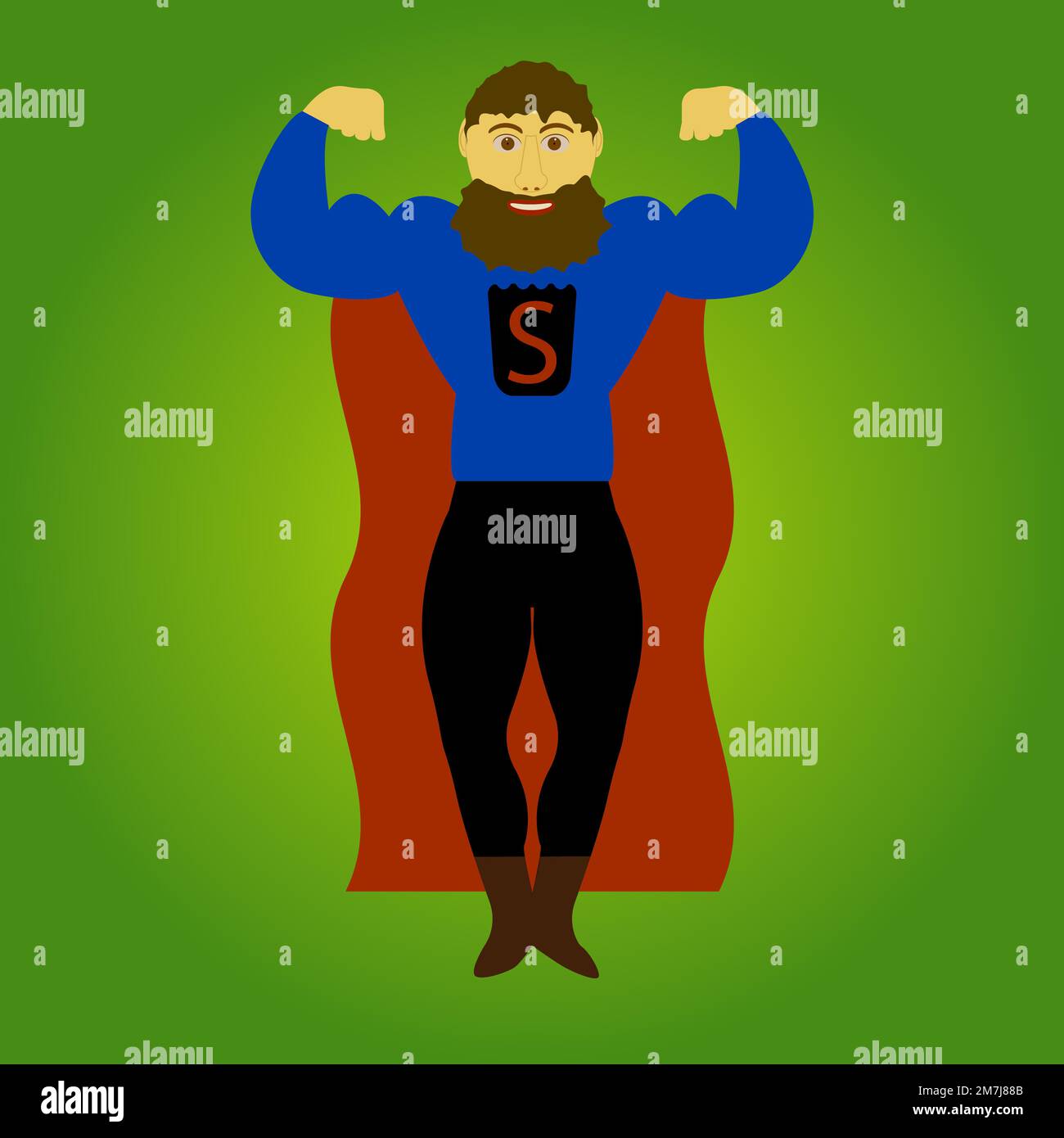 super beard man isolated on background. Vector illustration Stock ...