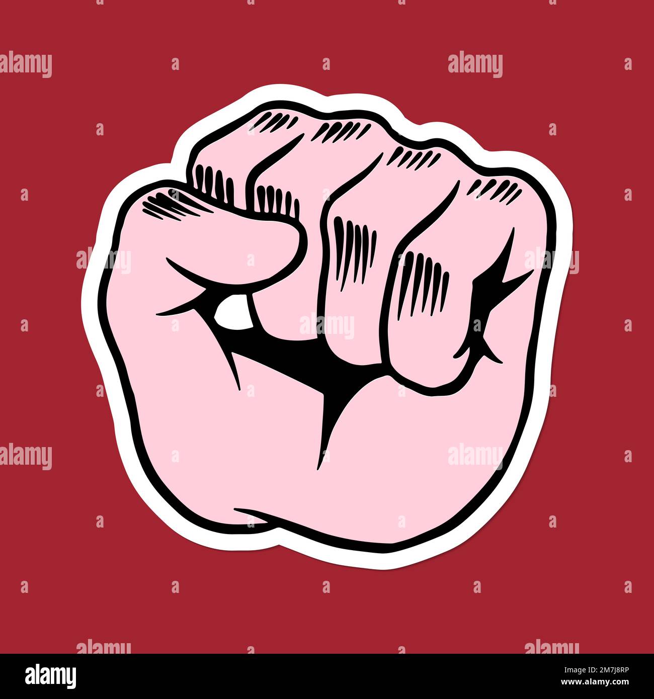 Cool pop art fist sticker with a white border on a red background vector Stock Vector Image ...