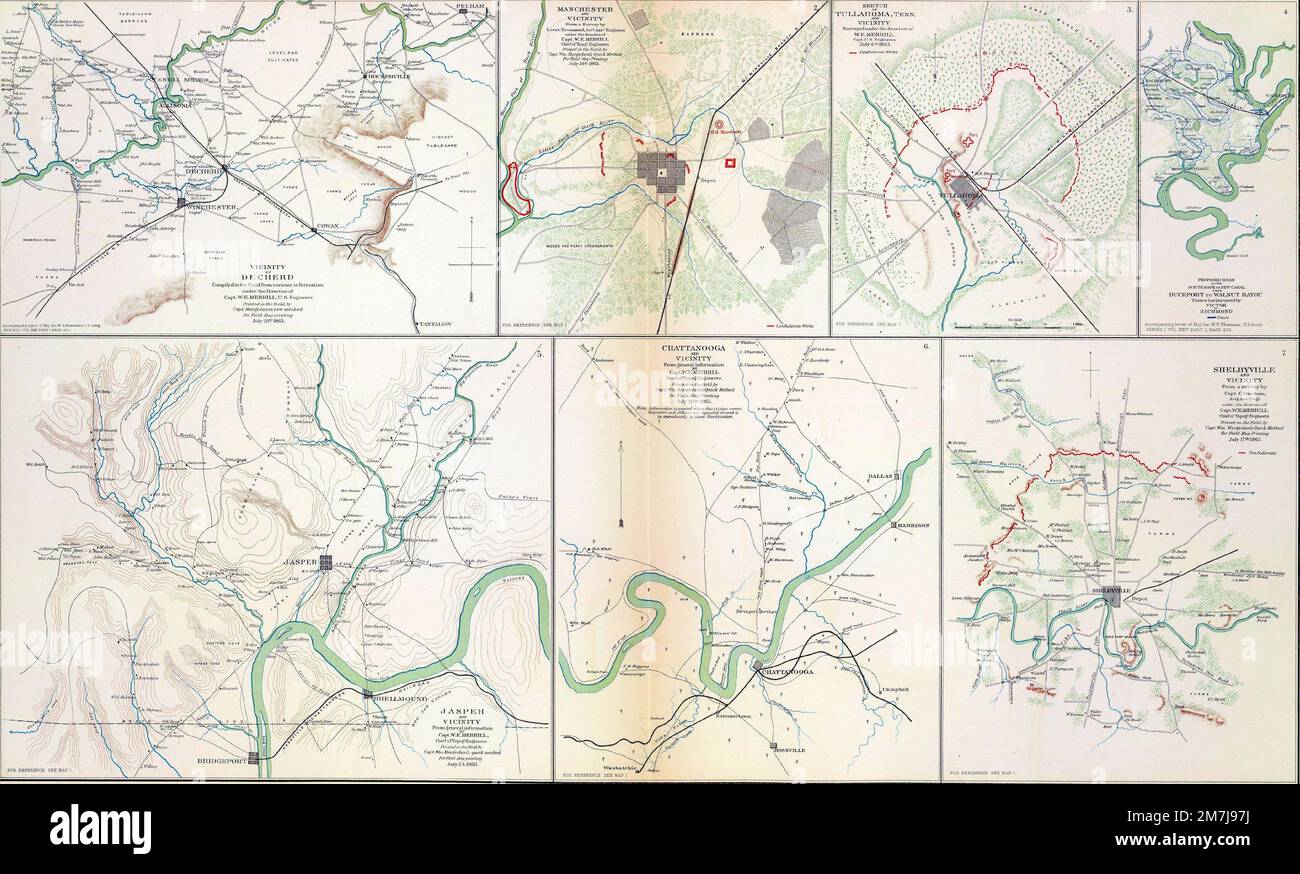 The old map of the battle of Chattanooga on an Atlas indicating the ...