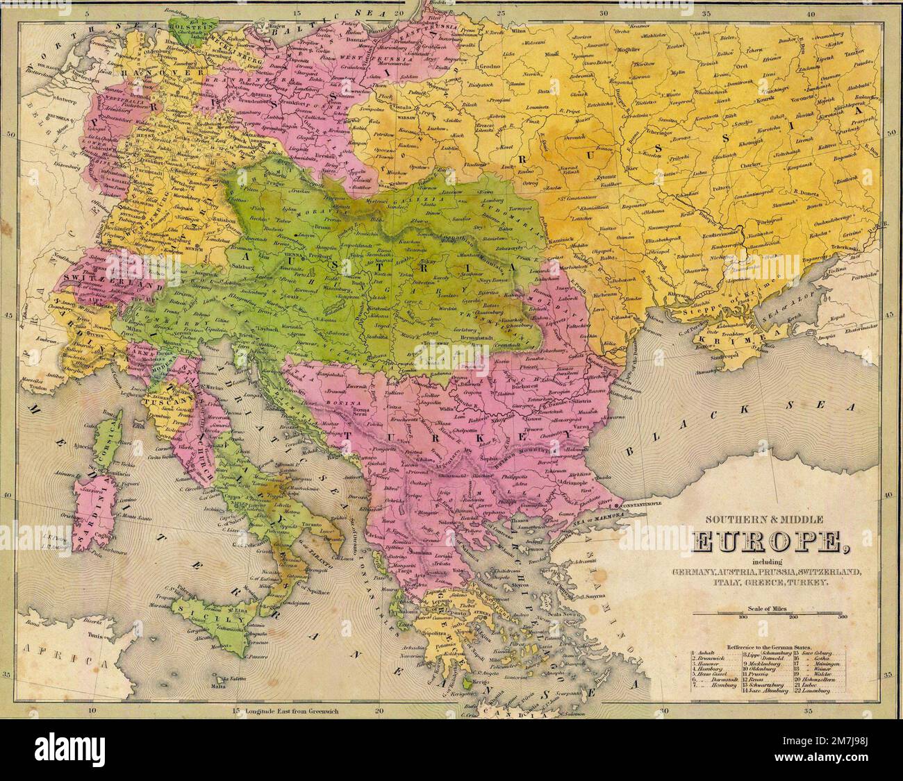 The old map of Eastern Europe on the Goodrich atlas from the year of ...