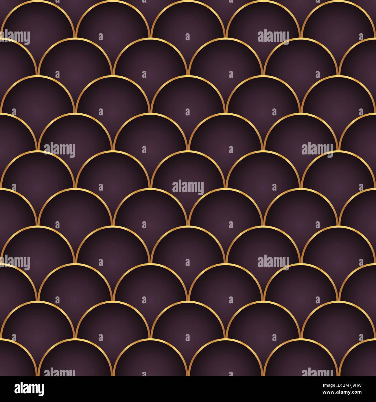 Traditional chinese fish scale seamless pattern. Black golden asian sea ...